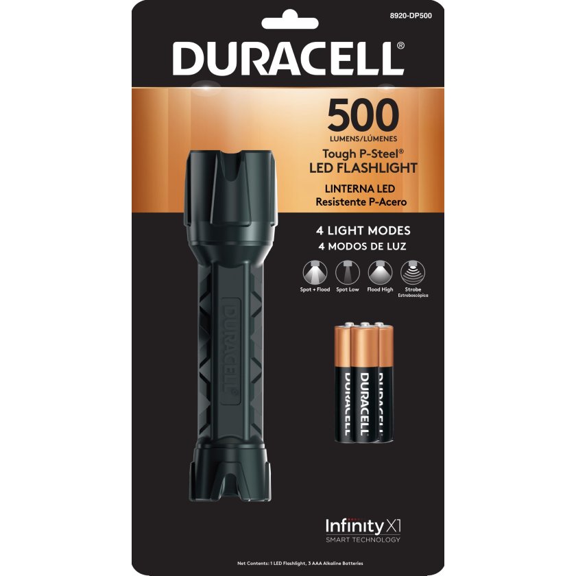 Linterna Duracell 8920-DP500 500 Lúmenes + 3 pilas AAA