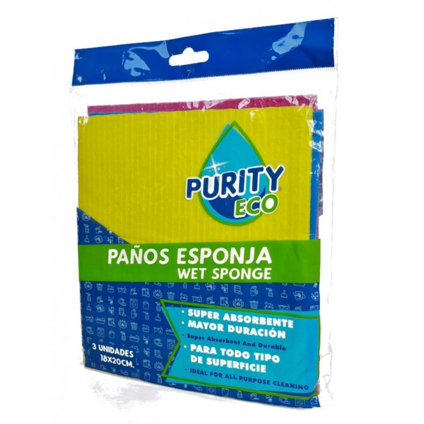 Paño Absorbente Secowash Esponja 18x20 cm Paquete de 3 Unidades