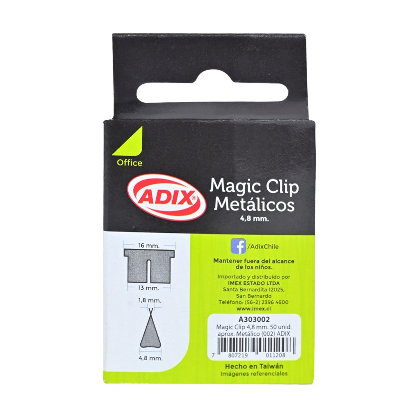 Clips Mágicos Adix Metálicos 4.8 mm Caja de 50 Unidades