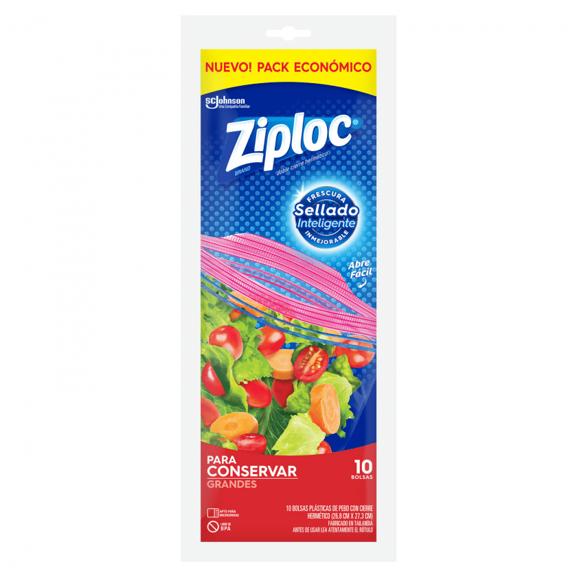 Bolsas Ziploc para Conservar 26.8x27.3 cm Paquete de 10 Unidades