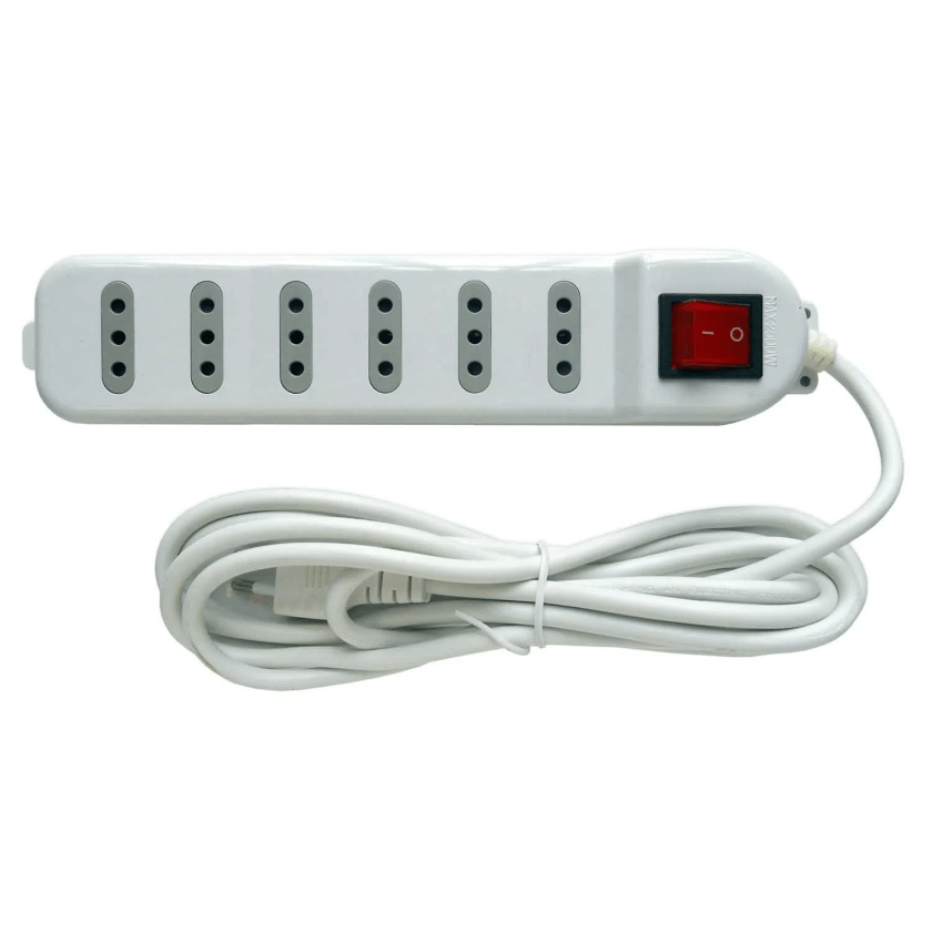 Alargador Eléctrico Macrotel 3 m 6 Posiciones Switch Blanco