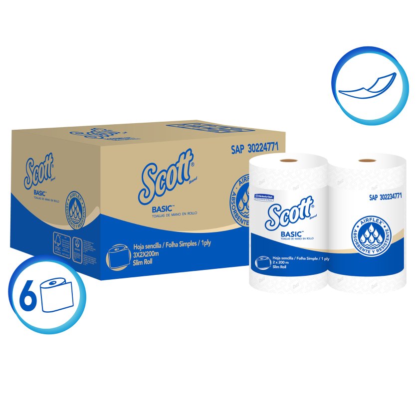 Toalla de Papel Scott 6 Rollos 200 m Hoja Simple