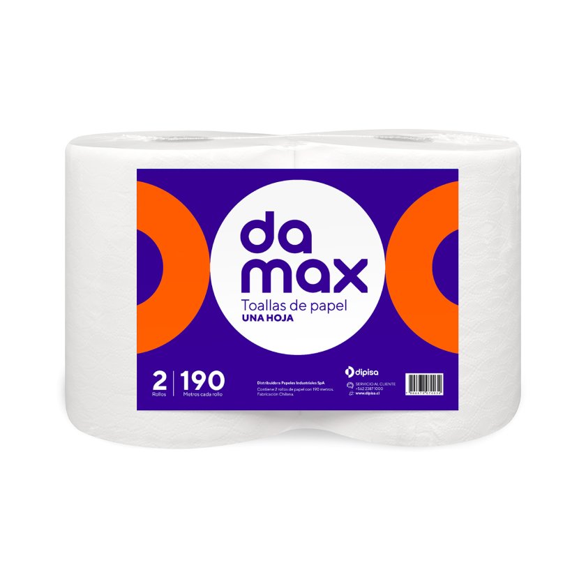 Toalla de Papel Damax 2 Rollos 190 m Hoja Simple