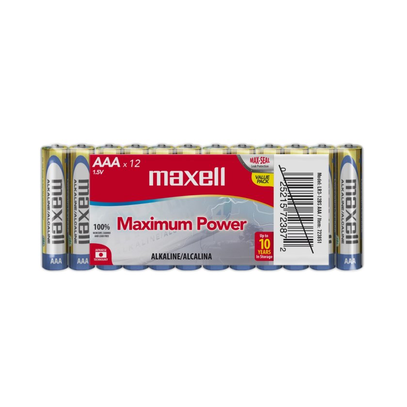 Pilas Alcalinas Maxell AAA 12 Unidades