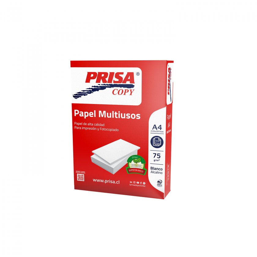 Resma Papel Fotocopia Prisa A4 75 g 500 Hojas