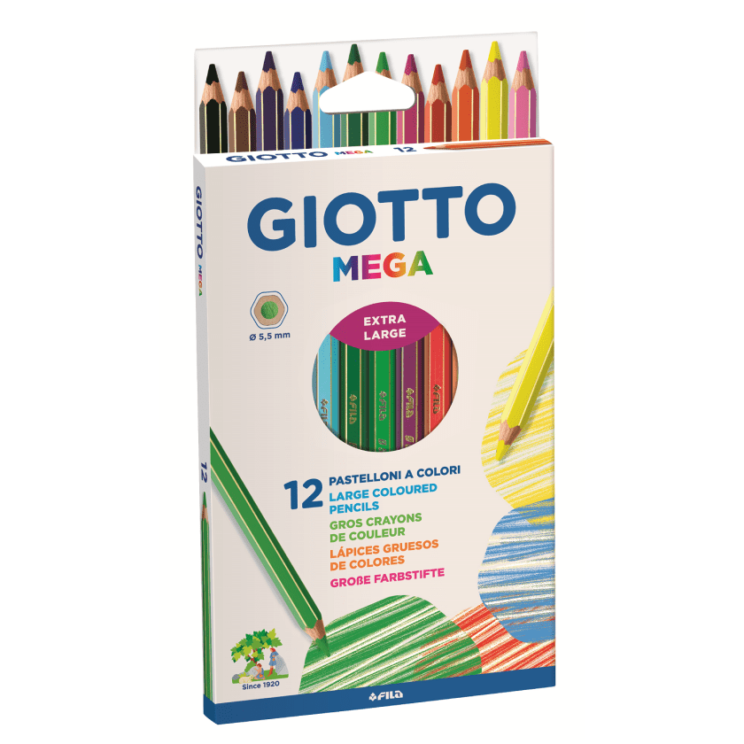 Lápices De Color Giotto Jumbo Mega Hexagonal Largo 12 Unidades