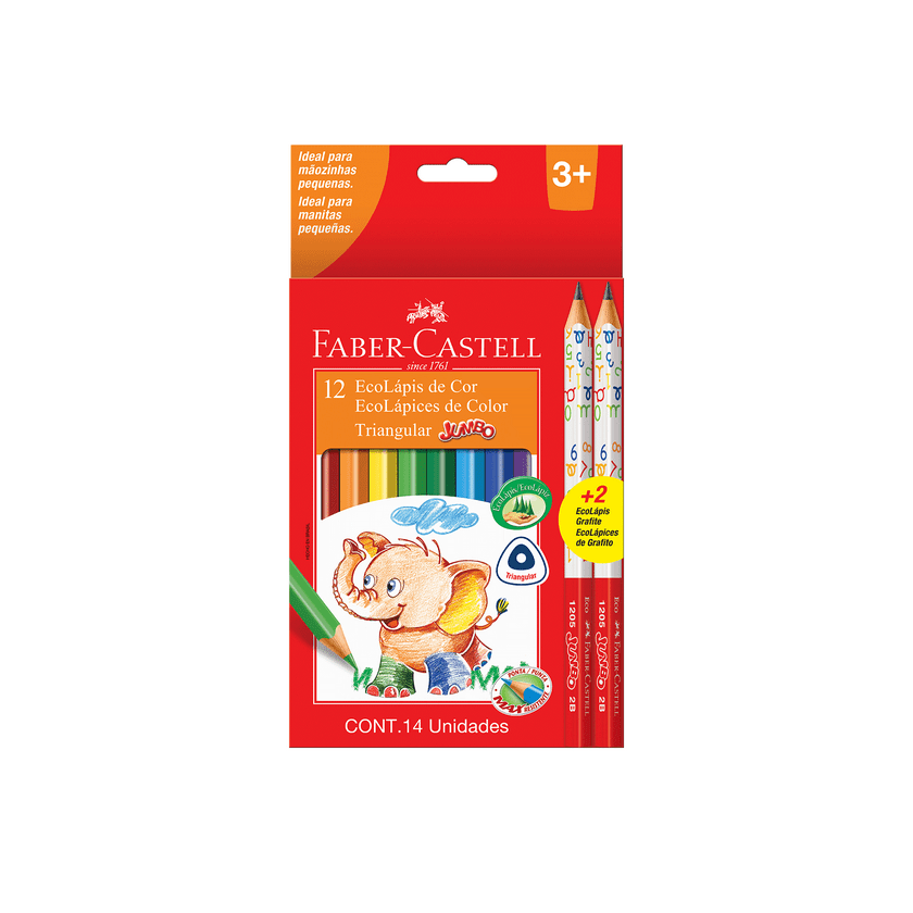 Lápices de Color Faber-Castell Triangular Ecolápices Jumbo 12 Colores