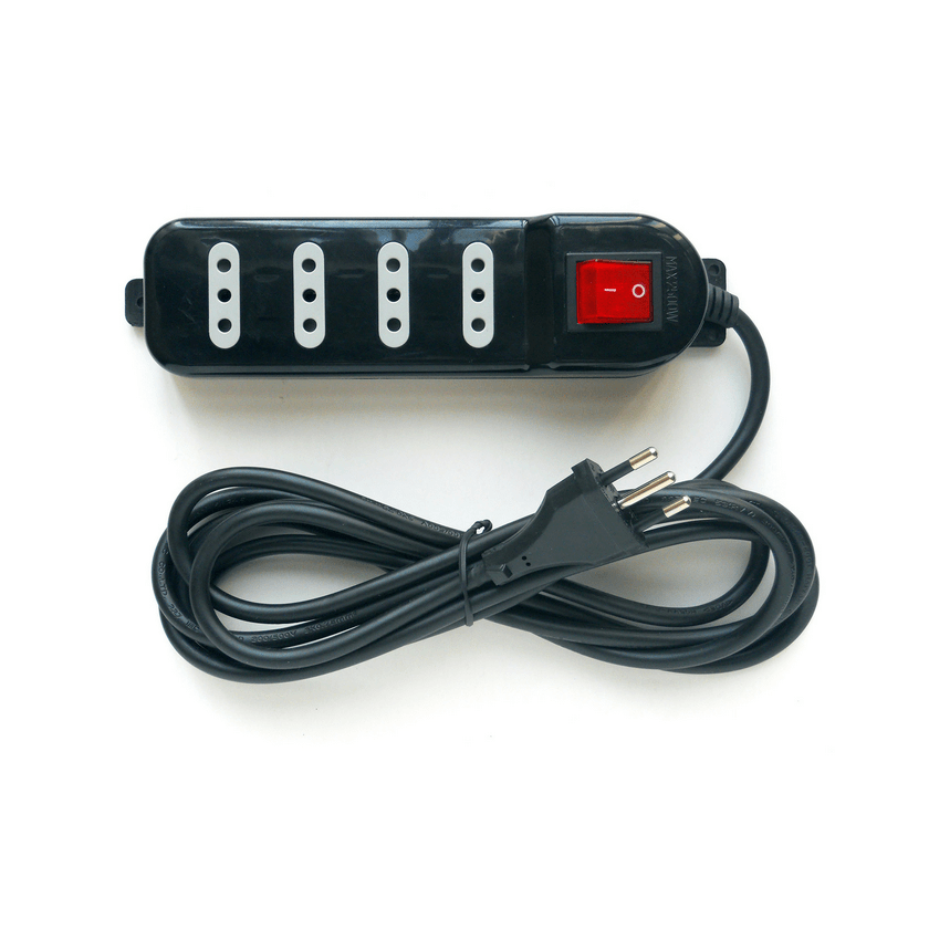 Alargador Eléctrico Macrotel 3 m 4 Posiciones Switch Negro