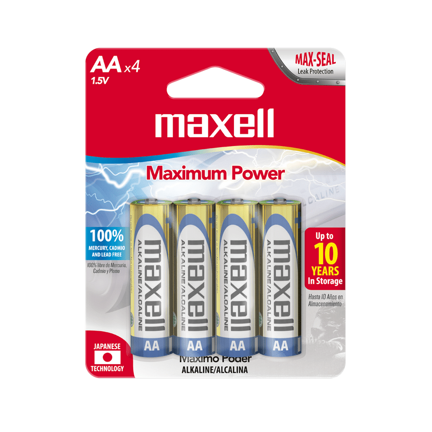 Pilas Alcalinas Maxell AA Blíster de 4 Unidades