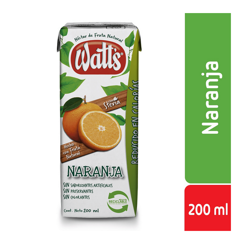 Jugo Natural Watts Naranja Pack 6 Unidades
