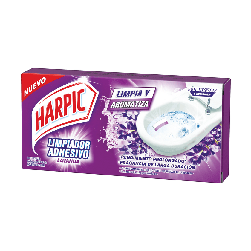 Limpiador Adhesivo WC Harpic Lavanda 27 g 3 Unidades