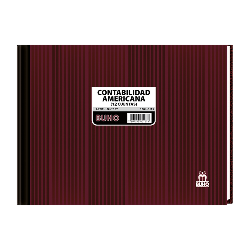 Libro de Contabilidad Buho Contabilidad Americana N°167 100 Hojas
