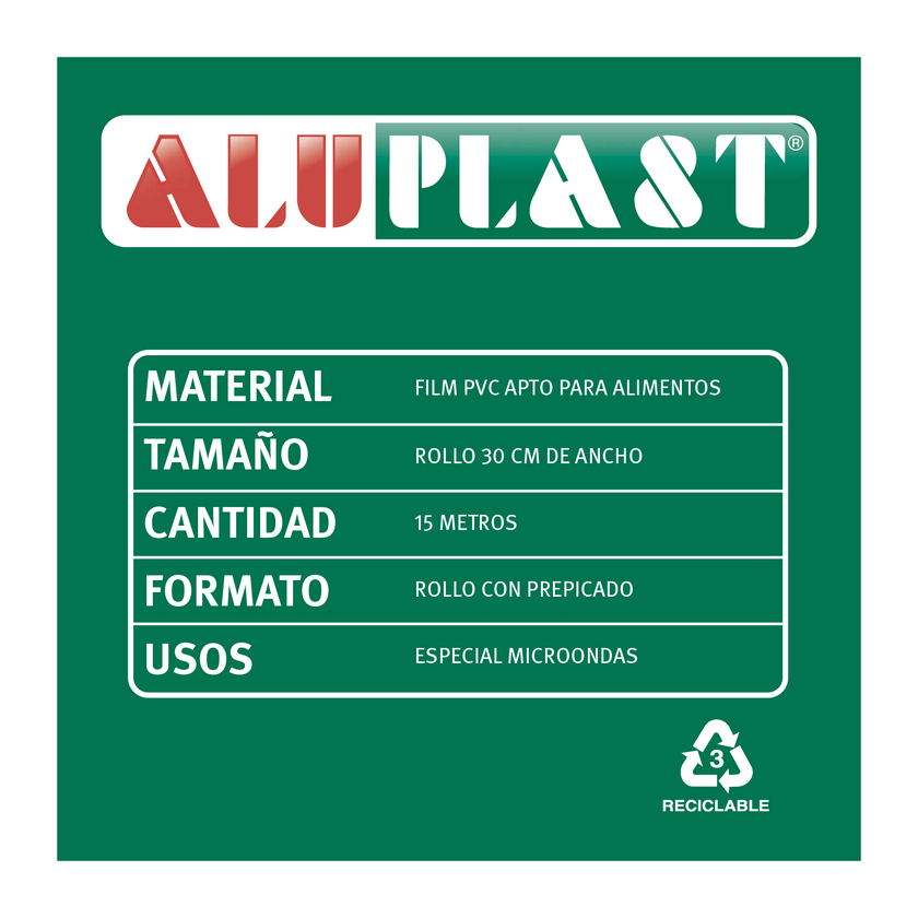 Film Plástico Alusa Aluplast Económico 30 cm 15 m