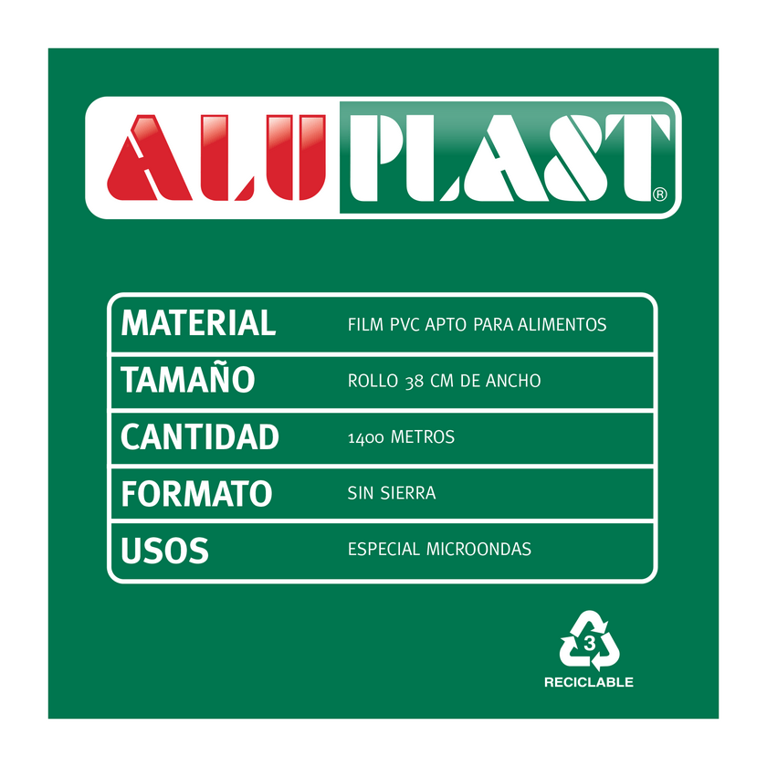 Film Plástico Alusa Aluplast 38 cm 1400 m
