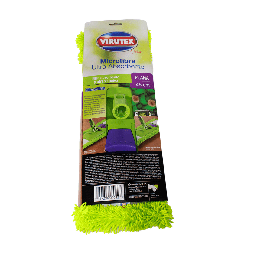 Mopa Plana Virutex Microfibra Creativa 45 cm con Mango