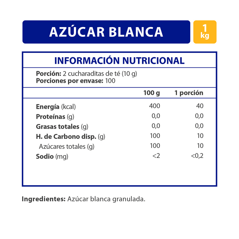 Azúcar Blanca Granulada Iansa Bolsa 1 kg