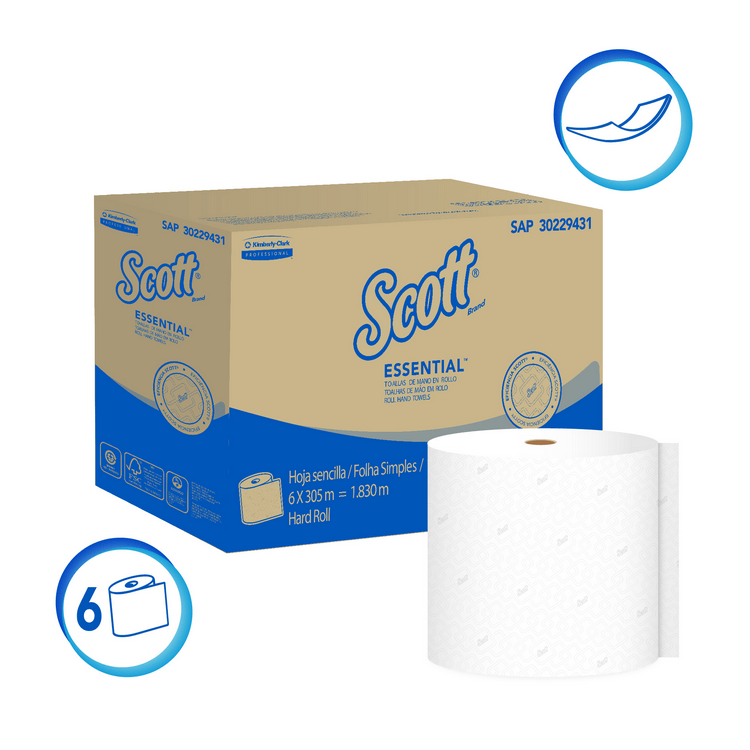 Toalla de Papel Scott Jumbo 6 Rollos 305 m Hoja Simple