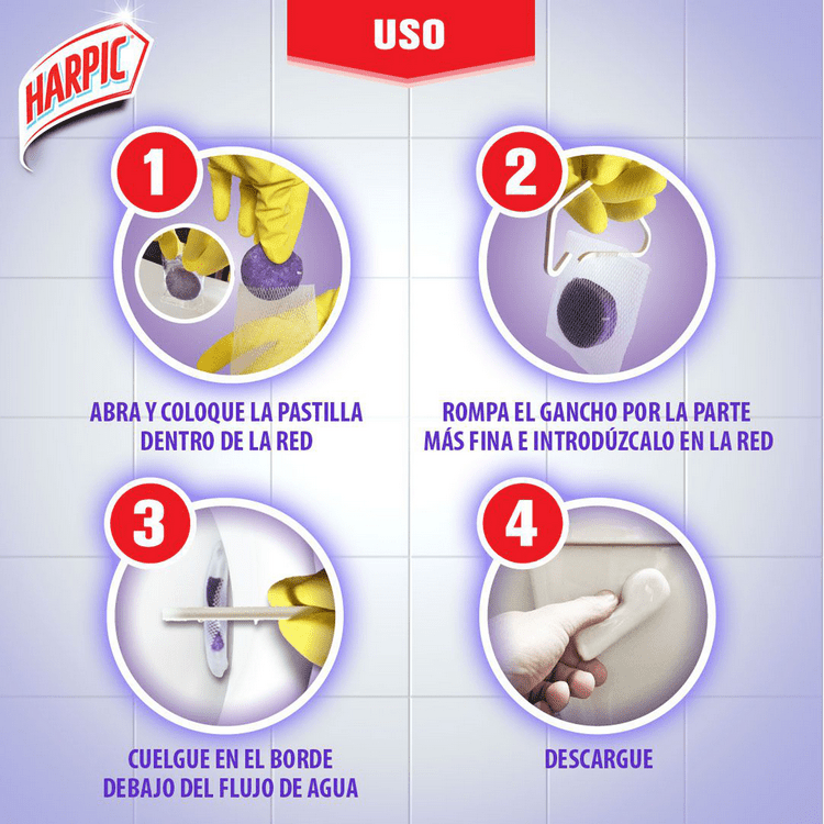 Limpiador Adhesivo WC Harpic Lavanda 27 g 3 Unidades
